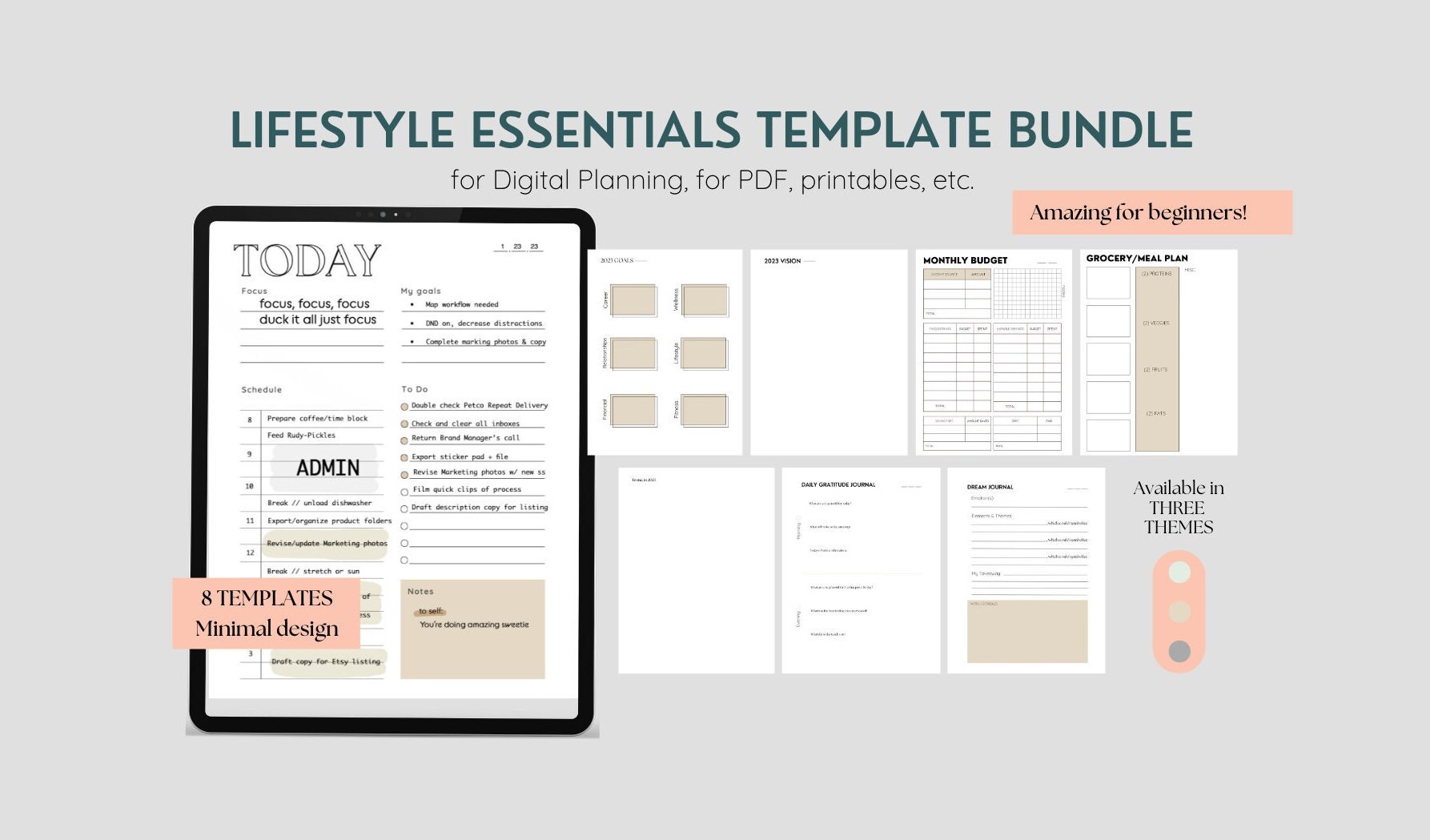 Lifestyle Essentials Templates Bundle for Digital Planner iPad Planner ...