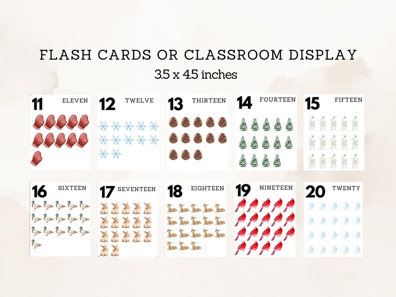 Nature Number Cards, Winter Nature, Numbers 1-20, Homeschool Printables ...