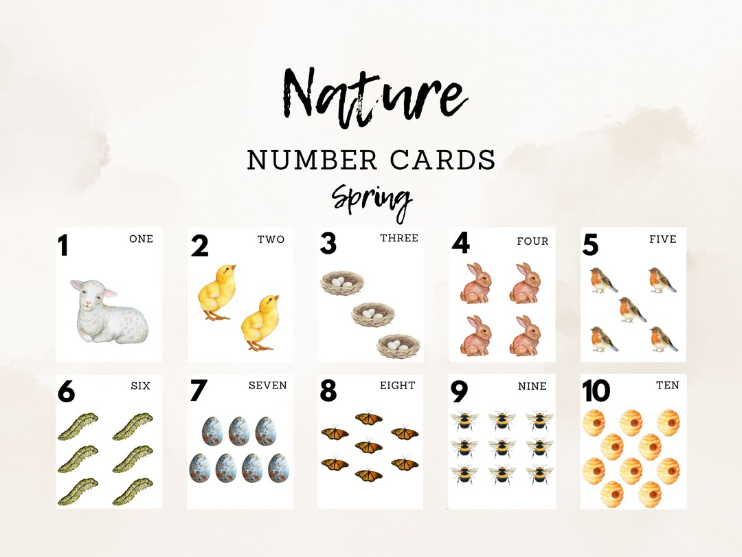 Nature Number Cards, Spring Nature, Numbers 1-20, Homeschool Printables ...