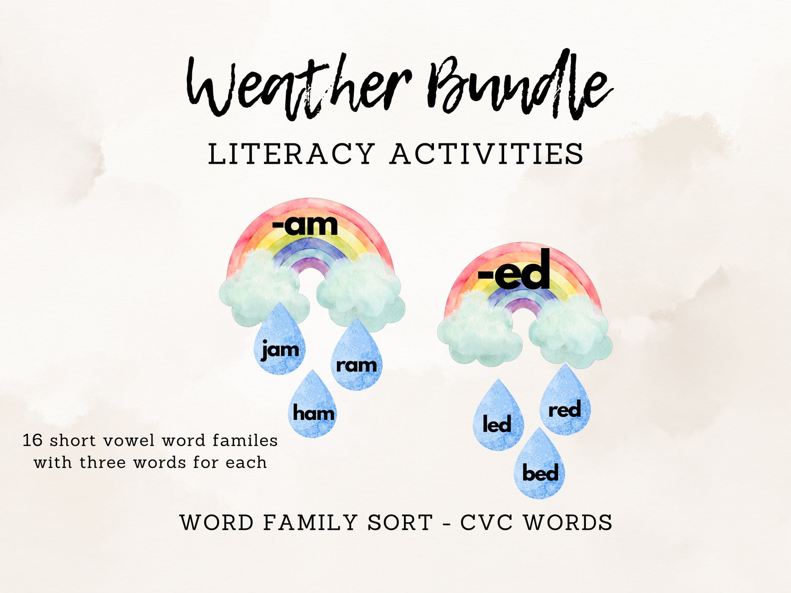 Weather Bundle, Literacy Activities, Math Activities, Preschool ...