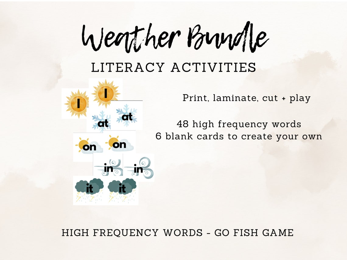 Weather Bundle, Literacy Activities, Math Activities, Preschool ...