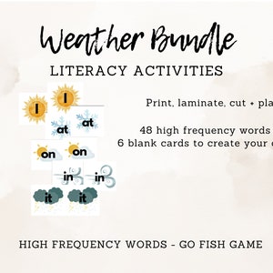 Weather Bundle, Literacy Activities, Math Activities, Preschool ...