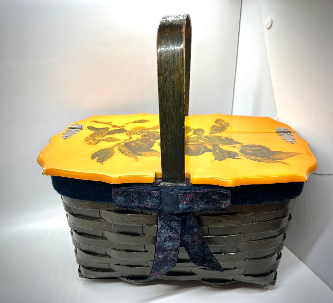 1970s | Flip Top Basket Purse | Lined | Black Velvet Ribbon | Decoupage ...