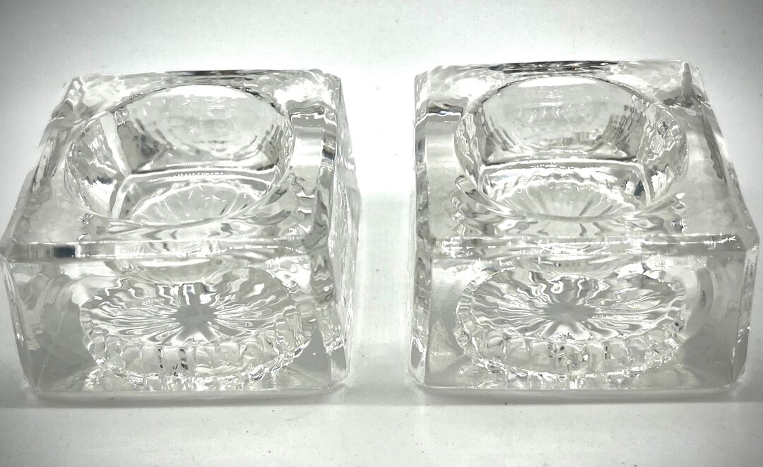 Salt Cellar | Set of Two | Open Salt Dishes | Square Glass - Etsy