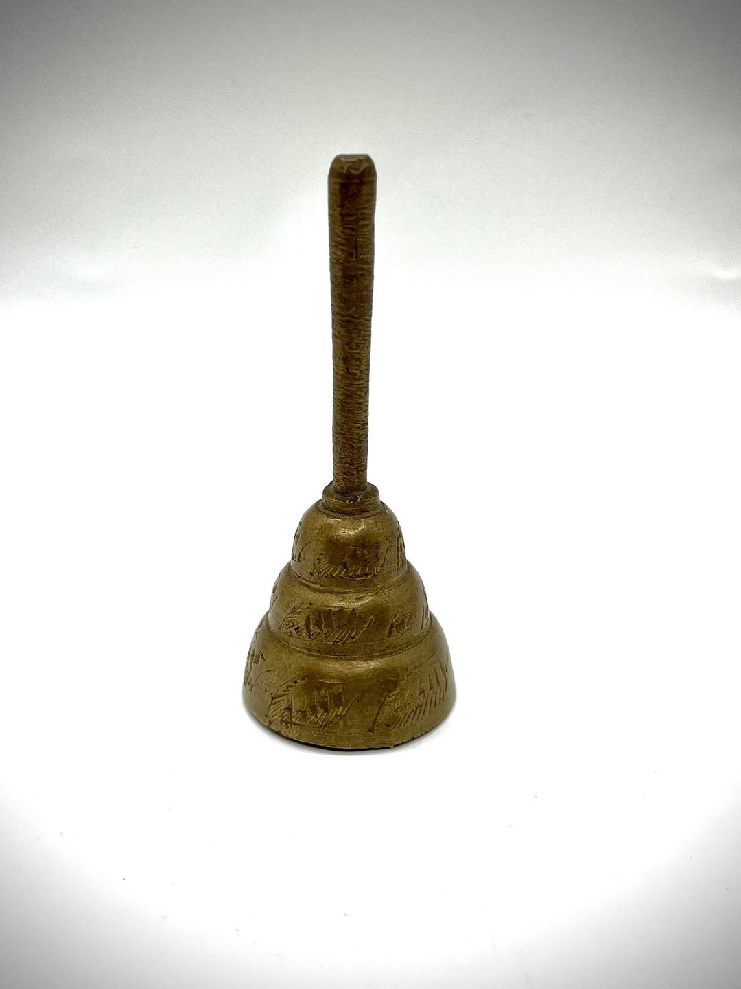 Vintage Round Brass Bell | Lovely Tone | India | Etched Brass Bell With ...