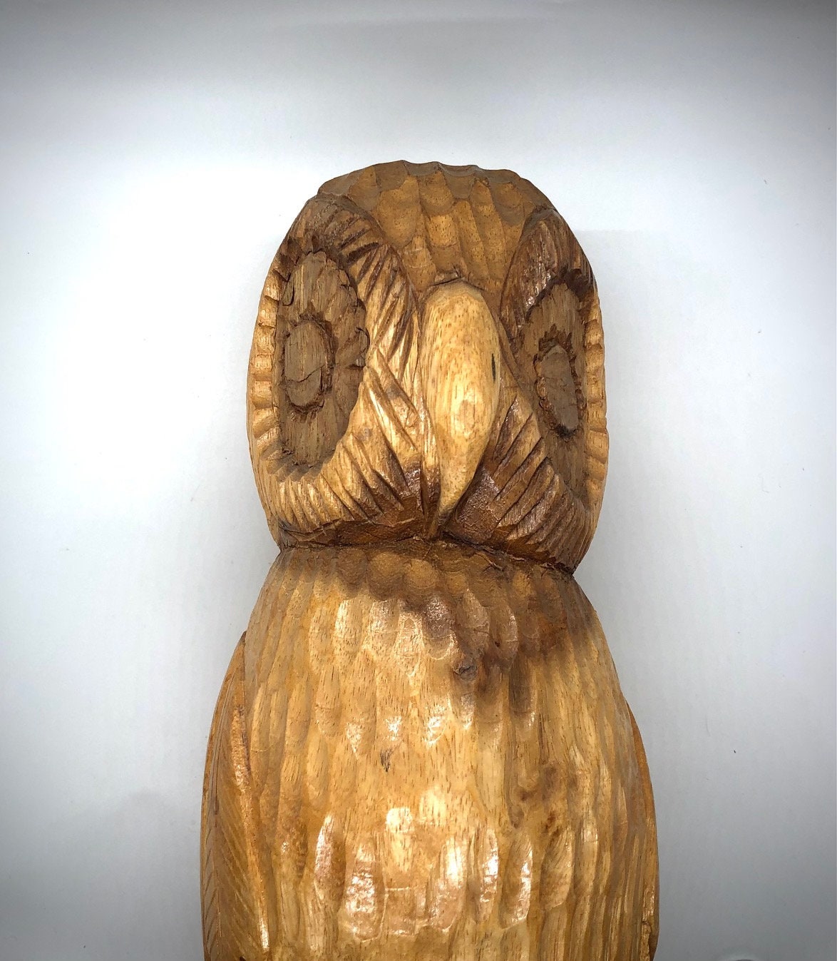 Vintage Hand Carved Wooden Owl Large Wooden Owl MCM Owl - Etsy