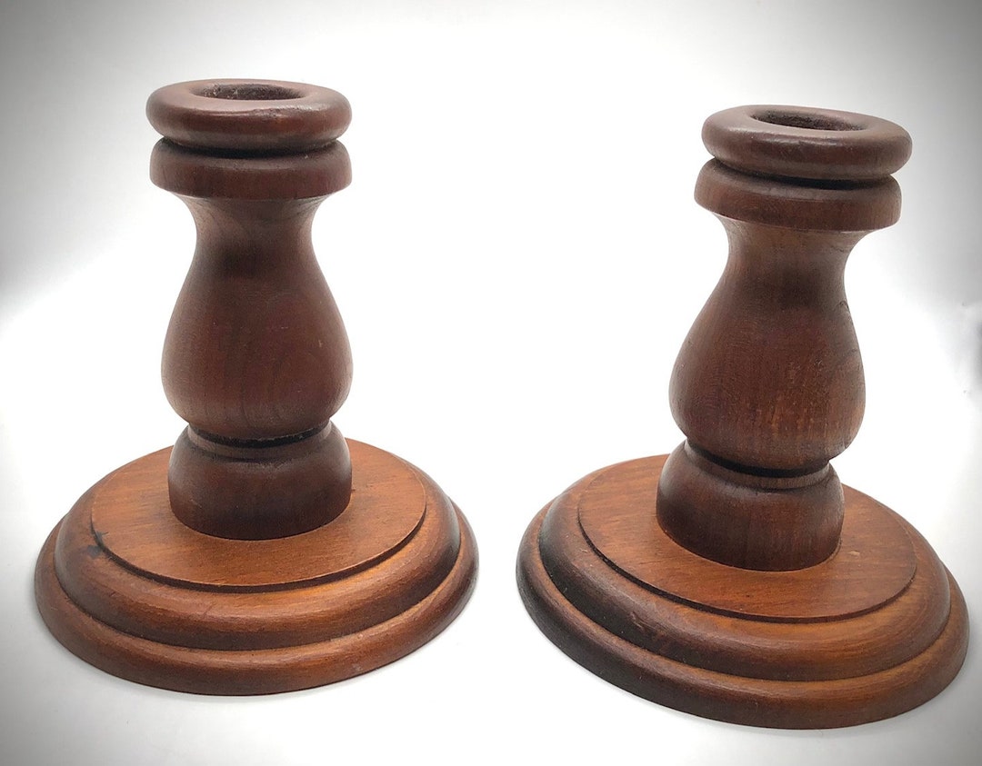 Wooden Candle Holders | Hand Turned Candlestick Holders | MCM - Etsy