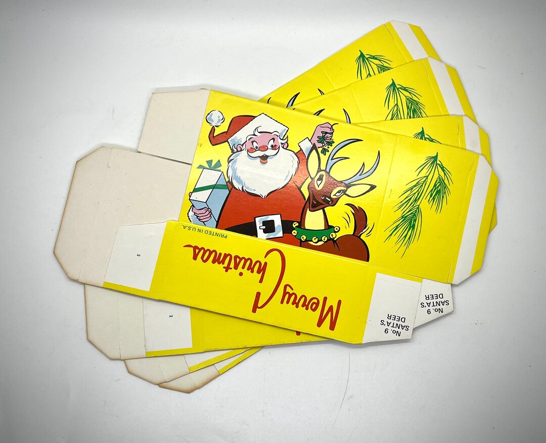 Vintage Christmas Candy Boxes - Four Santa Claus and Reindeer Boxes ...