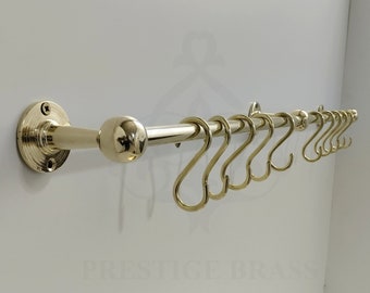 Handmade Vintage Brass Pot Rack Unlacquered Antique Style Rustic Gold ...