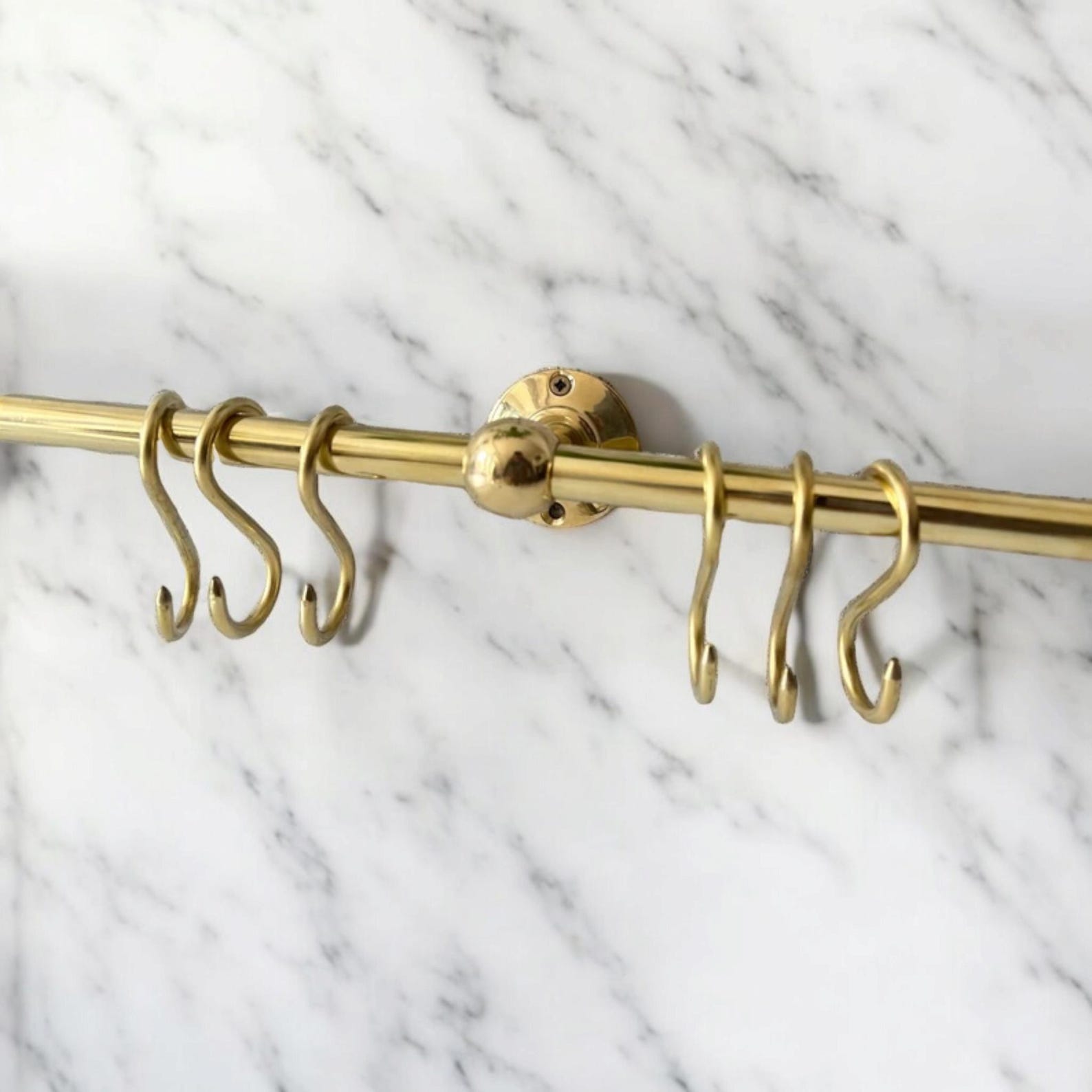 Handmade Vintage Brass Pot Rack, Brass Kitchen Rail With Hooks ...