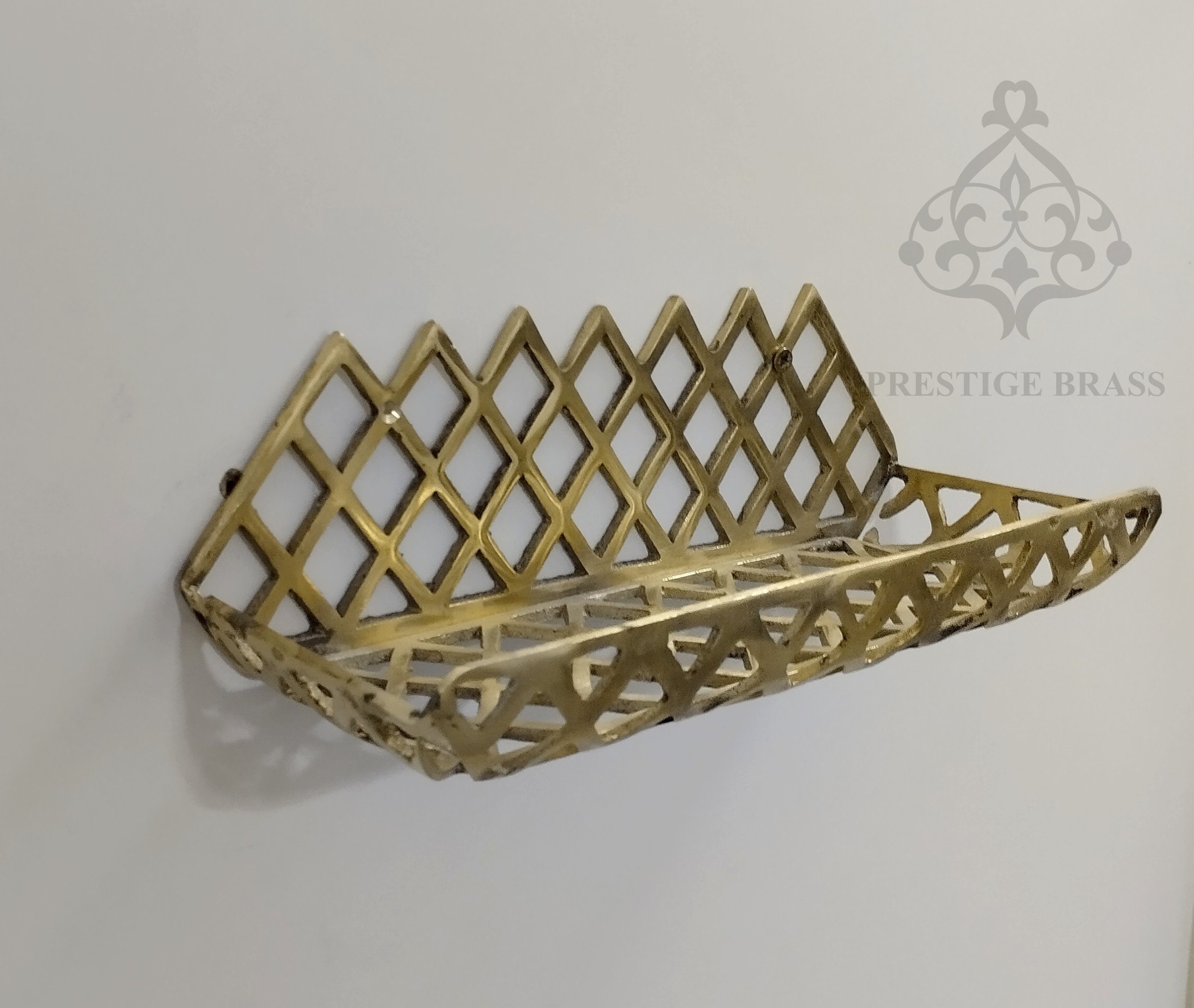 Unlacquered Brass Wall Shelf for Shower and Bathroom, Handmade Brass ...