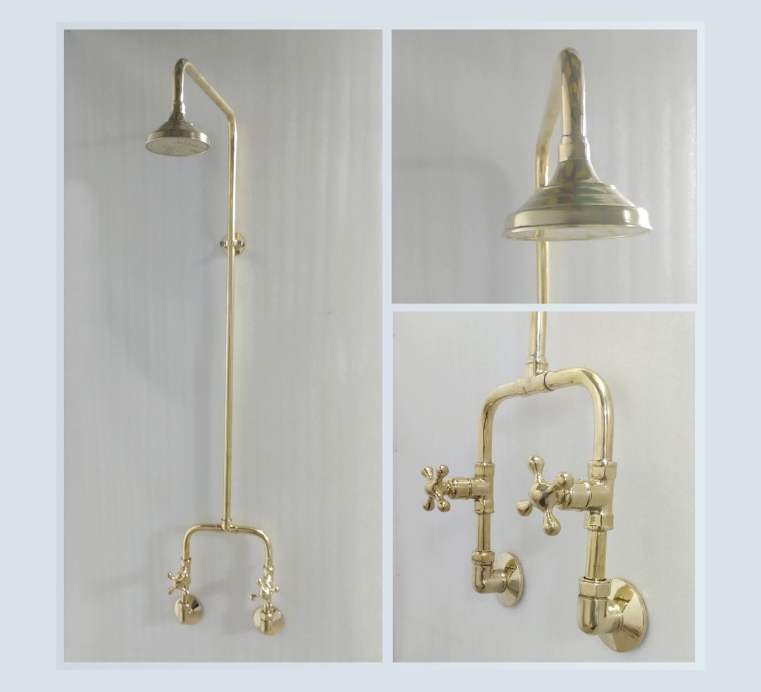 Unlacquered Brass Exposed Shower System High-pressure Shower - Etsy