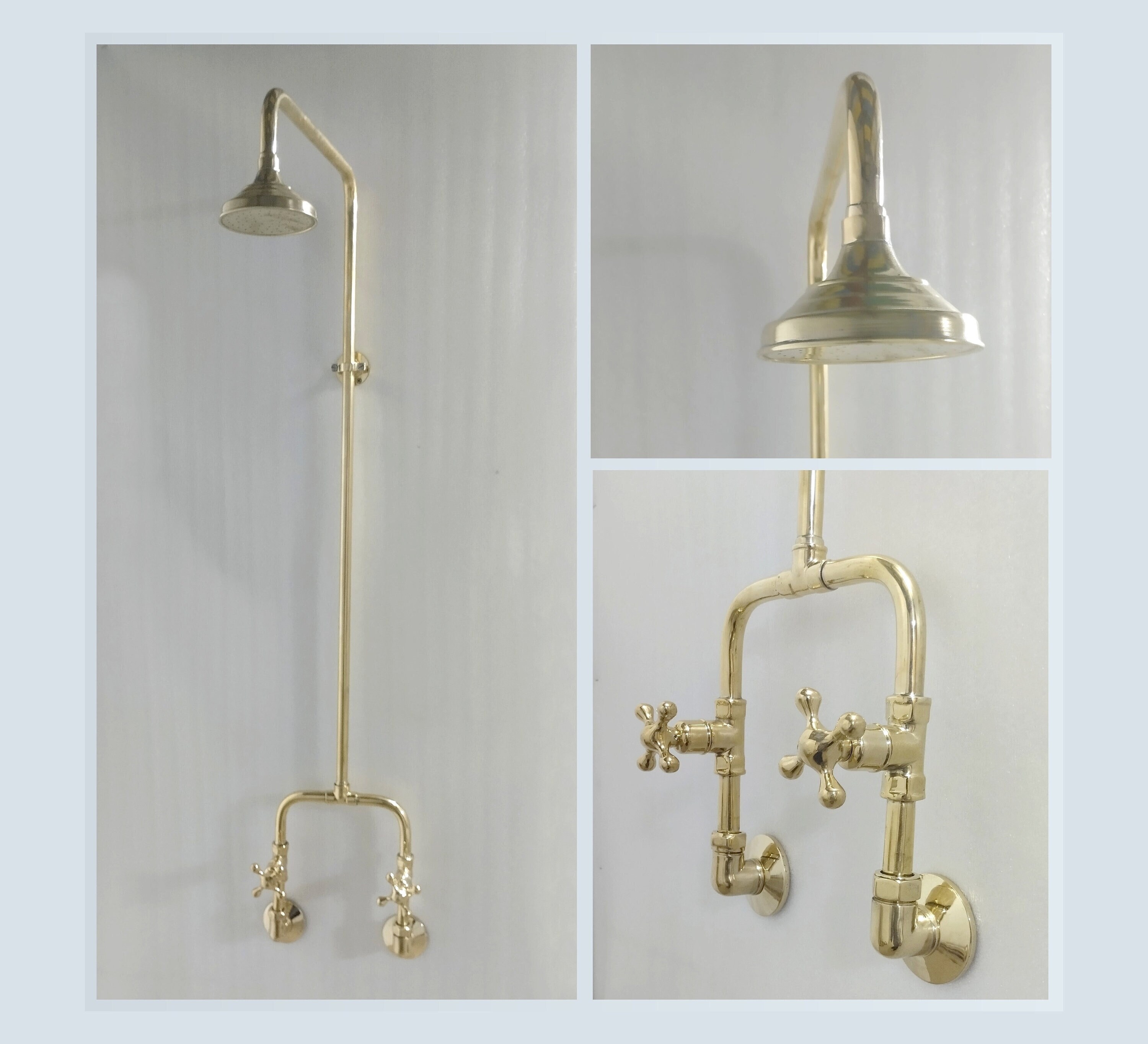 Unlacquered Brass Exposed Shower System High-pressure Shower - Etsy
