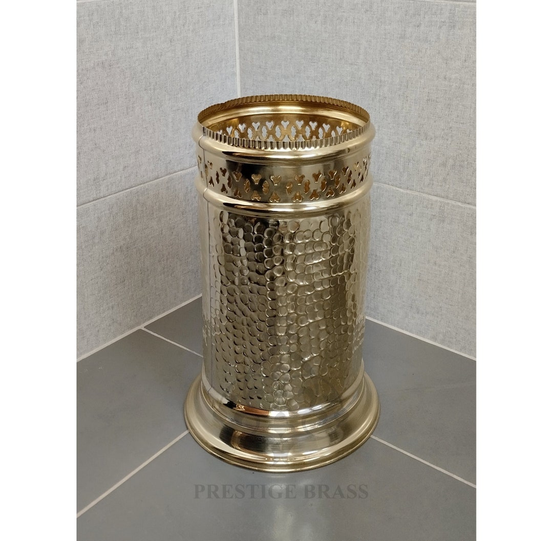 Handcrafted Hammered Brass Trash Can - Bathroom Storage Basket - Etsy