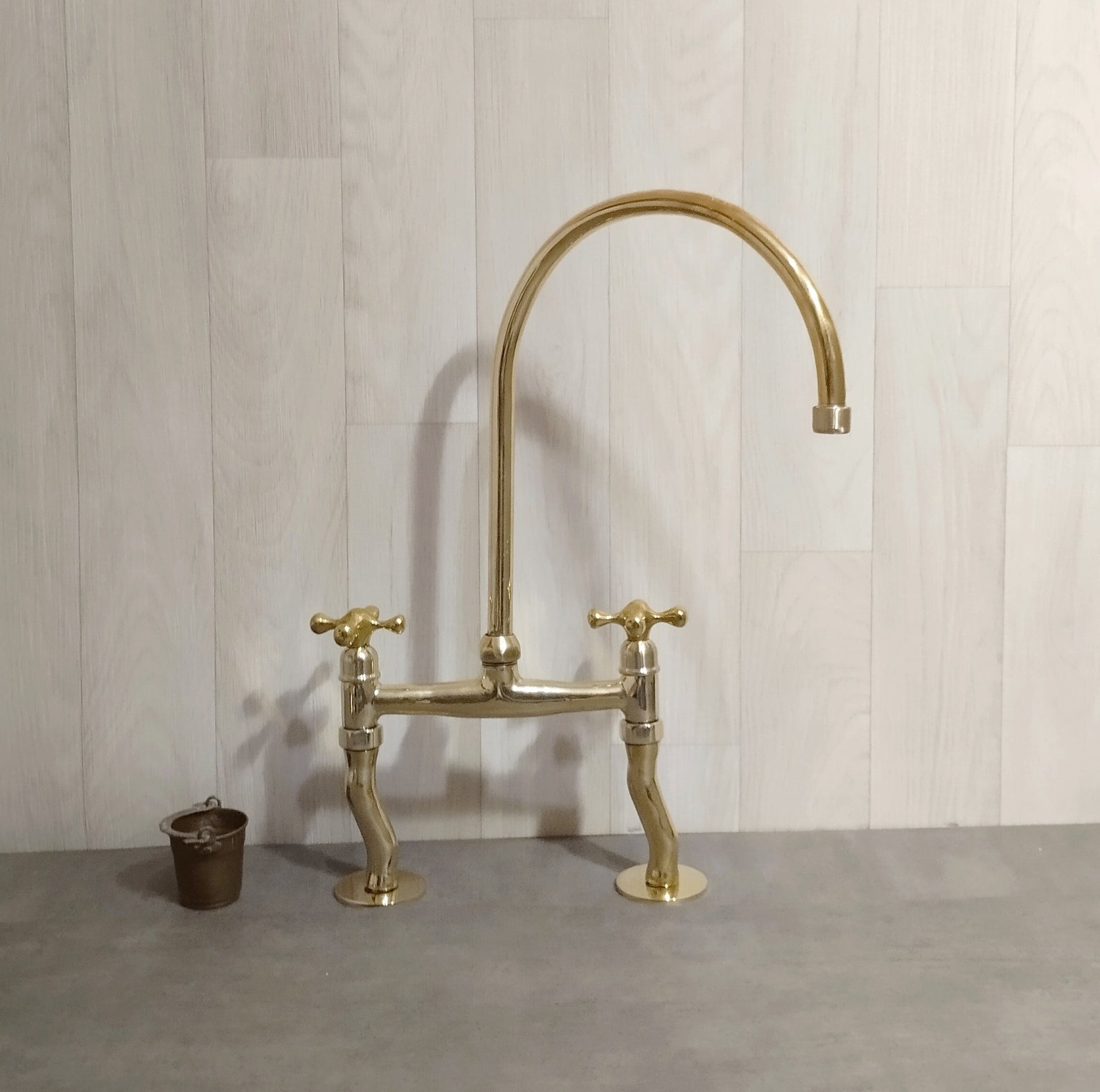 Unlacquered Solid Brass Bridge Faucet, Kitchen Faucets, Brass Bridge ...