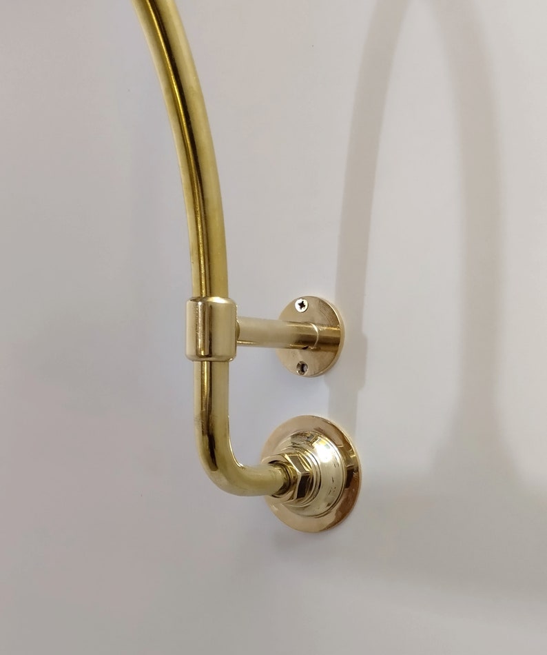 Unlacquered Solid Brass Shower Round Showerhead, Curved Shower Head Arm ...