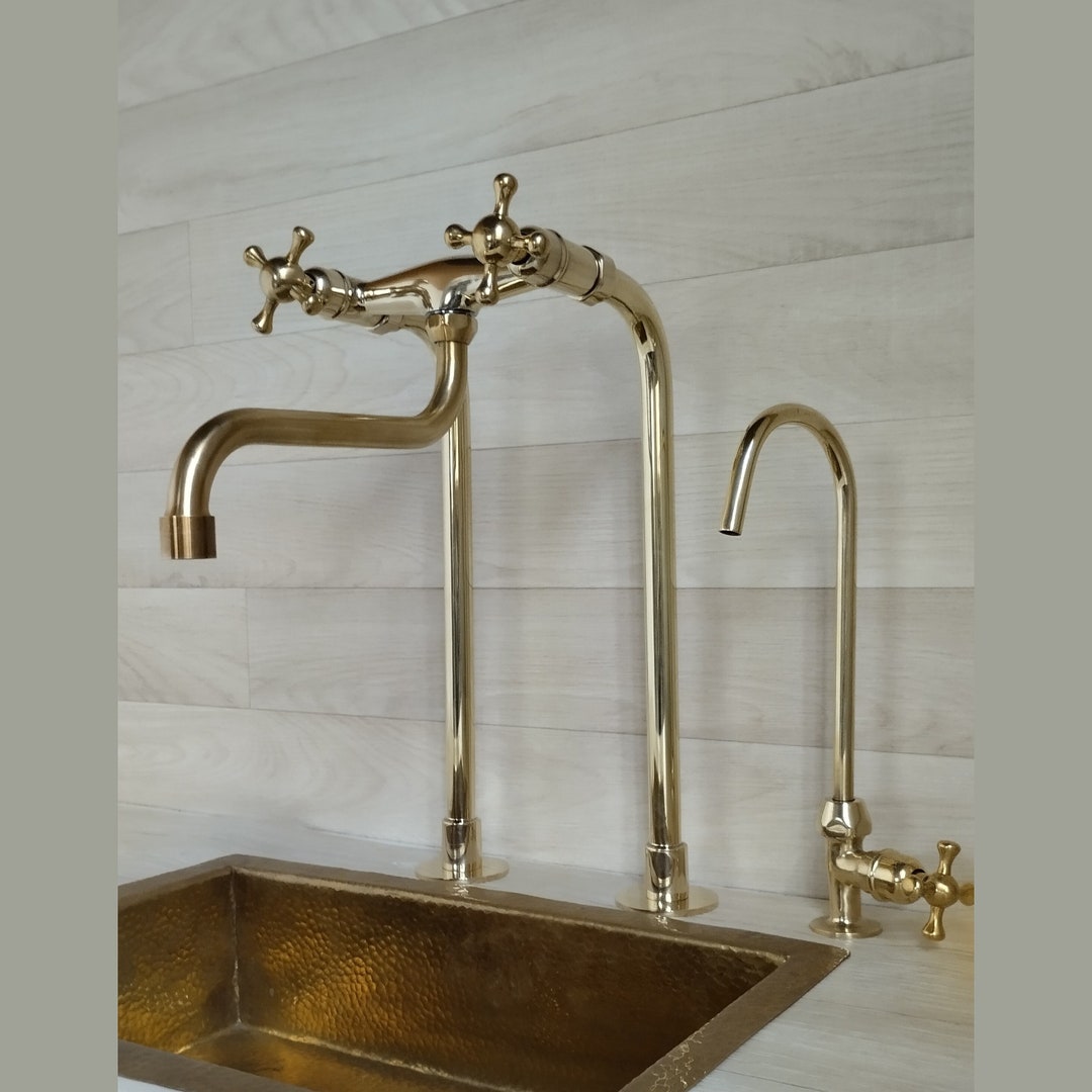 Vintage Kitchen Sink Faucet, Antique Brass Faucet, Unlacquered Brass ...