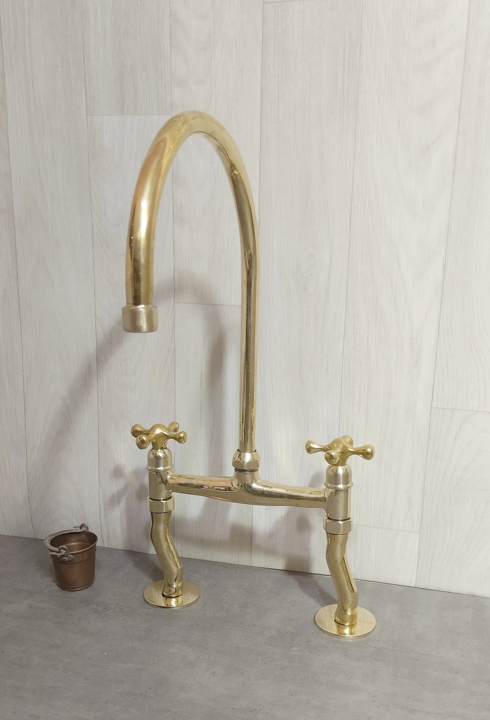 Unlacquered Solid Brass Bridge Faucet, Kitchen Faucets, Brass Bridge ...