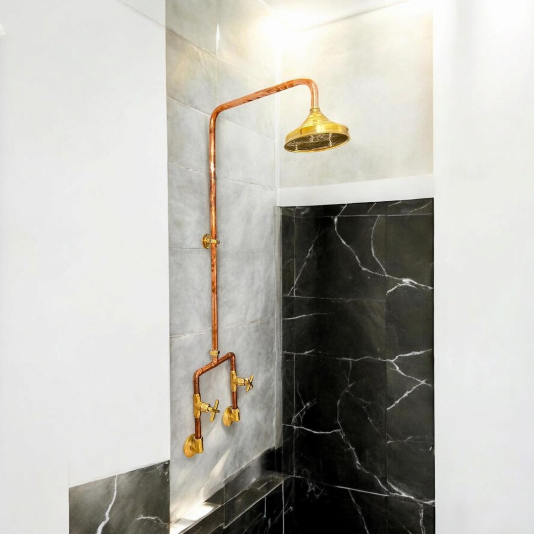 Unlacquered Handcrafted Copper Outdoor Shower With a Single Outlet ...
