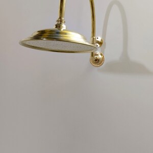 Unlacquered Solid Brass Shower Round Showerhead, Curved Shower Head Arm ...