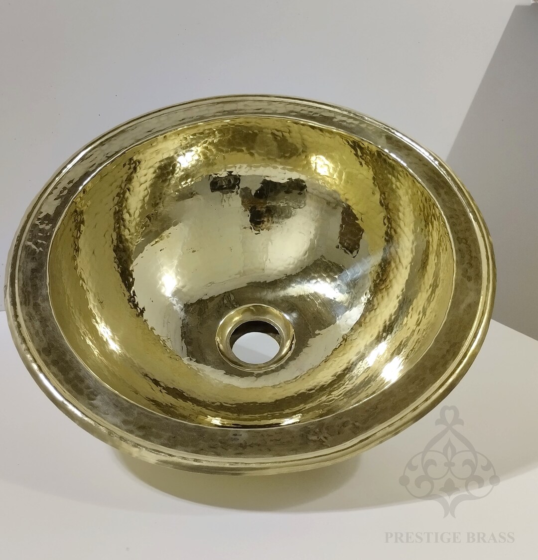 Handcrafted Round Hammered Solid Brass Sink Unlacquered Brass - Etsy