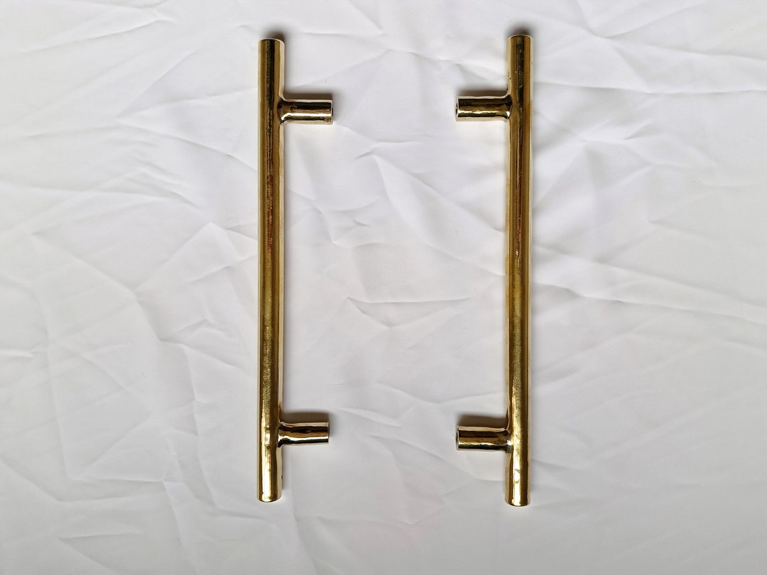 Solid Brass Knurled Pull Handles, Unlacquered Brass Kitchen Drawer Pulls, Handcrafted Antique ...