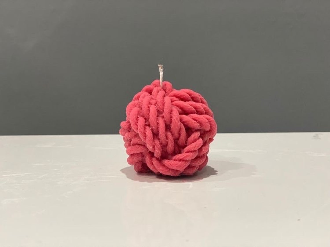 Small Knot Candle Rope Knot Woll Candle Small Ball of Wool Candle vegan ...