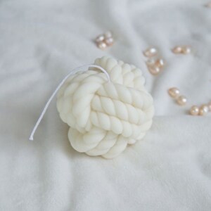Small Knot Candle Rope Knot Woll Candle Small Ball of Wool Candle vegan ...