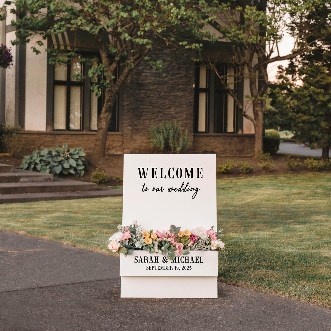 Personalized Wedding Entry Sign - Rustic Welcome Sign - Custom Flower ...
