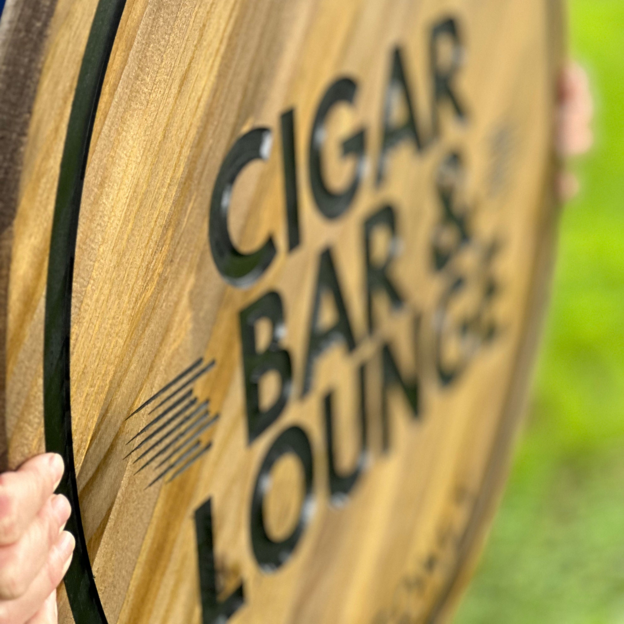 Custom Round Wood Cigar Bar Sign With Personalized Carving ...