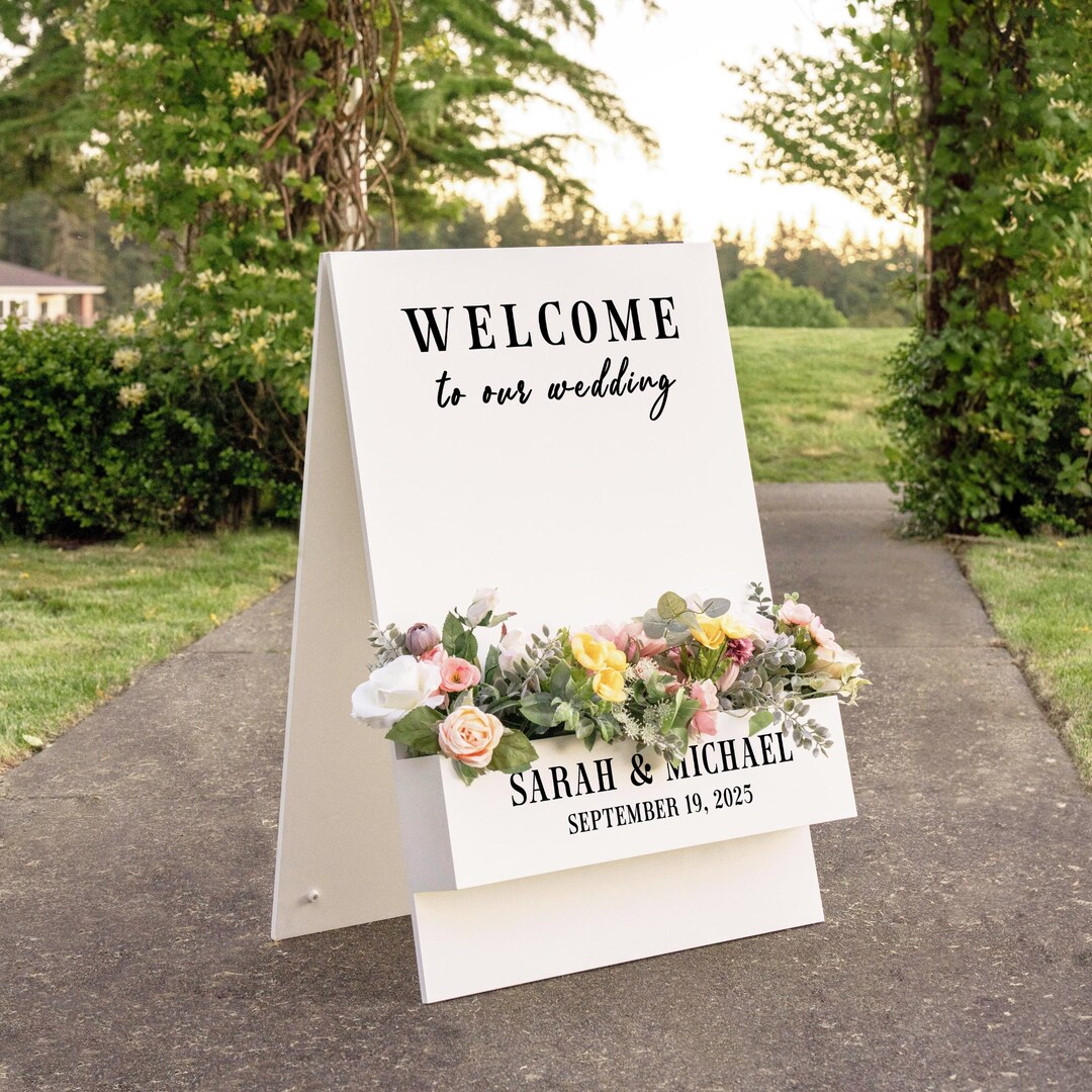 Custom Wedding Welcome Sign - Flower Box Sign for Ceremony - Reception ...
