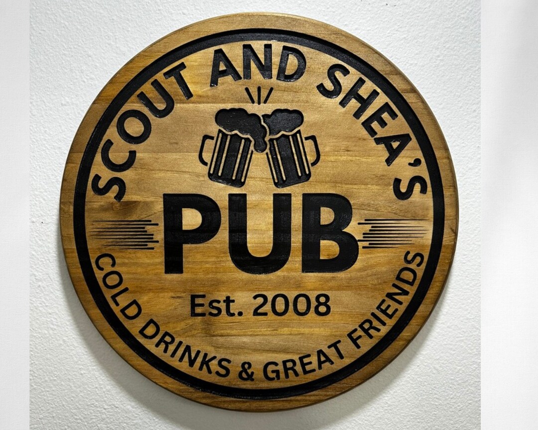 Custom Pub Sign, Custom Carved Pub Sign, Personalized Pub Sign, Round ...