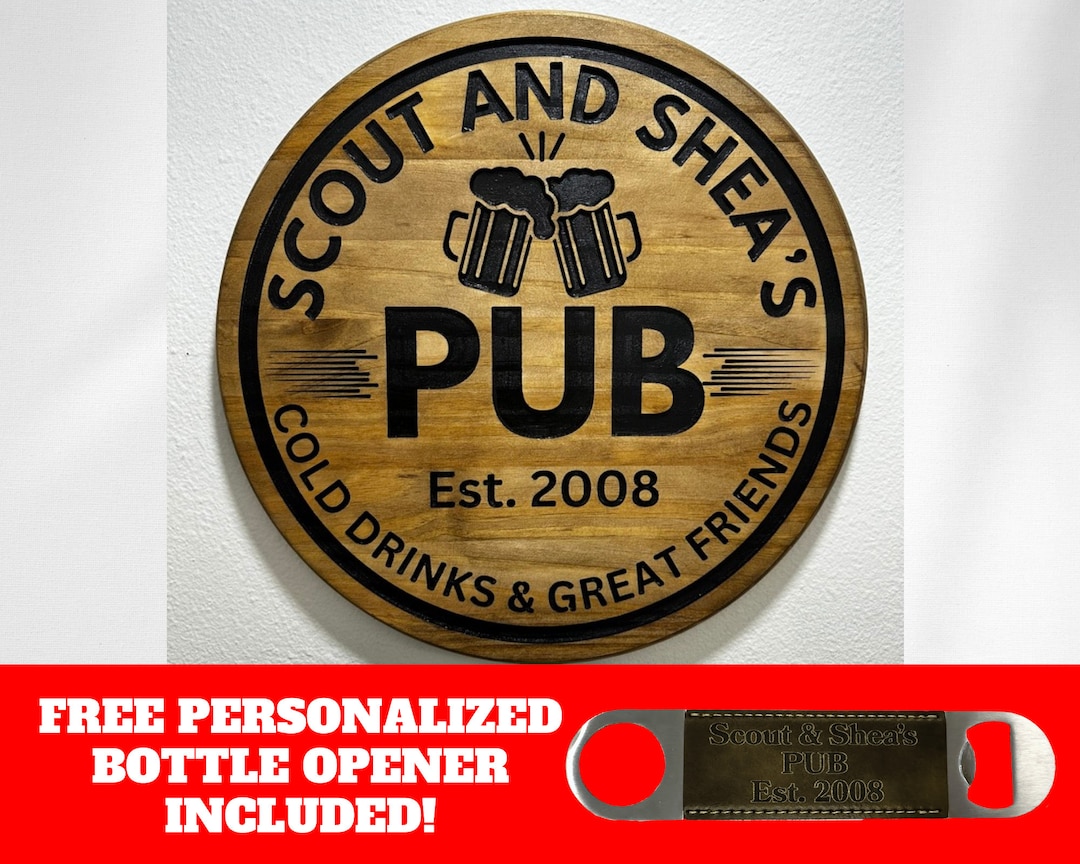 Custom Pub Sign, Custom Carved Pub Sign, Personalized Pub Sign, Round ...