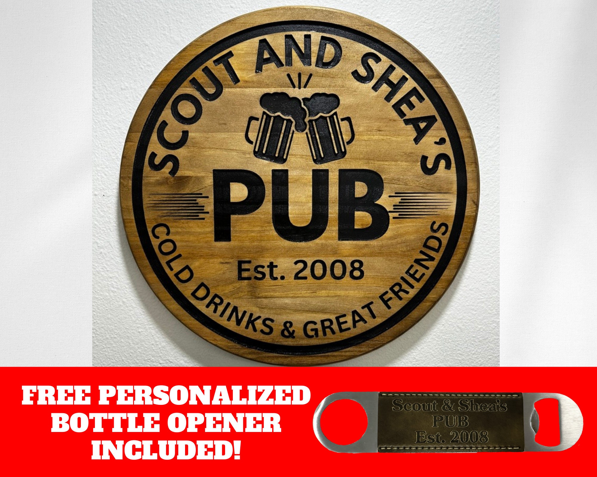Custom Pub Sign, Custom Carved Pub Sign, Personalized Pub Sign, Round ...