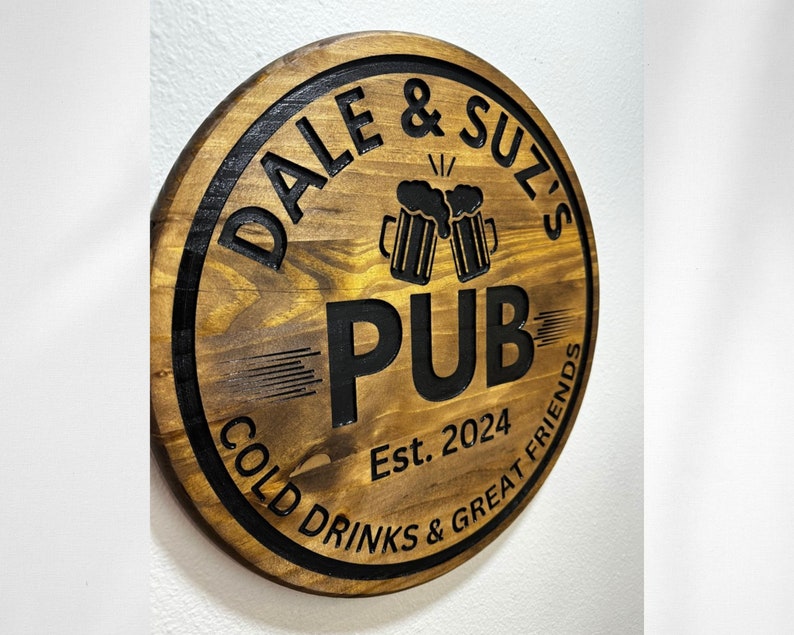 Custom Pub Sign, Custom Carved Pub Sign, Personalized Pub Sign, Round ...