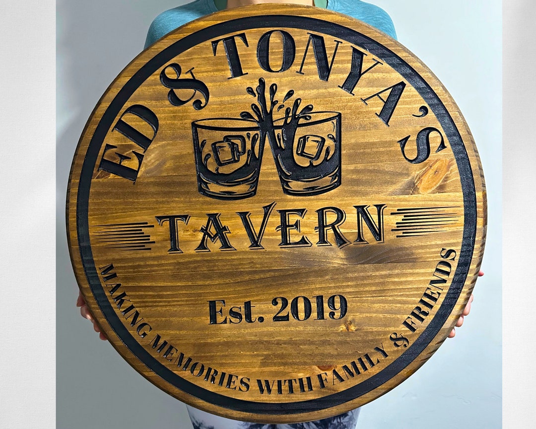 Custom Wood Tavern Sign: Personalized Home Bar Decor - Etsy