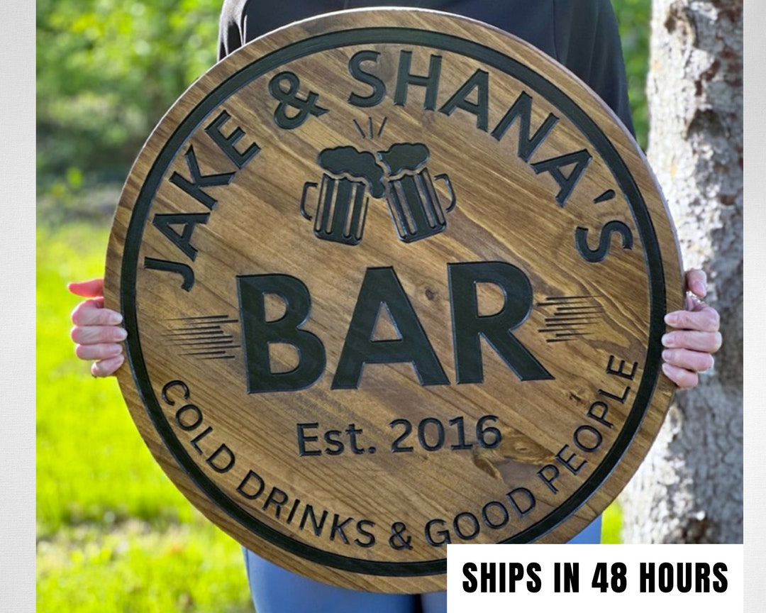 Home Bar Sign Custom Wood Bar Sign Carved Bar Sign Personalized Bar ...