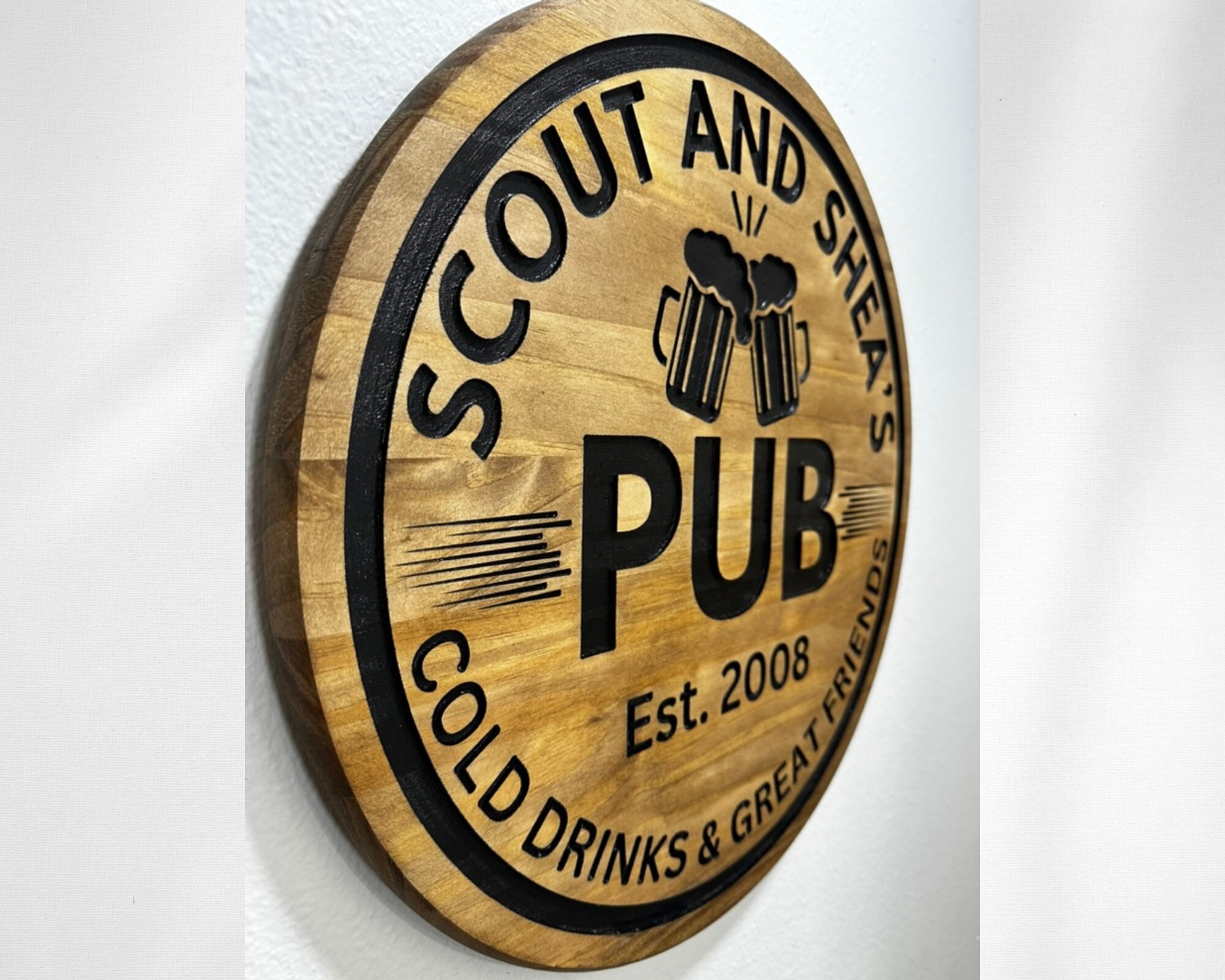 Custom Pub Sign, Custom Carved Pub Sign, Personalized Pub Sign, Round ...