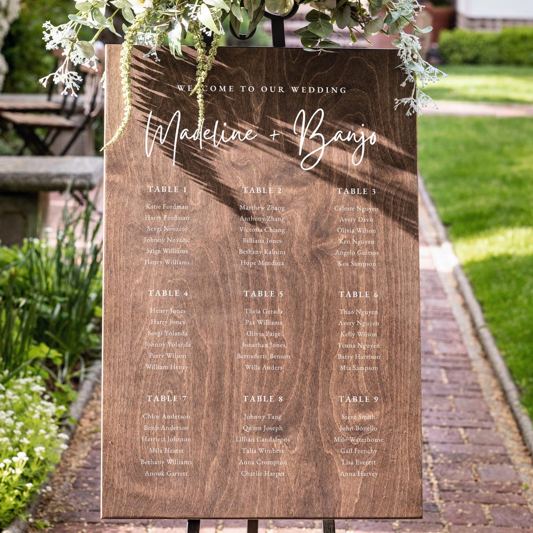 Personalized Wedding Seating Chart - Custom Wood Sign - Rustic ...