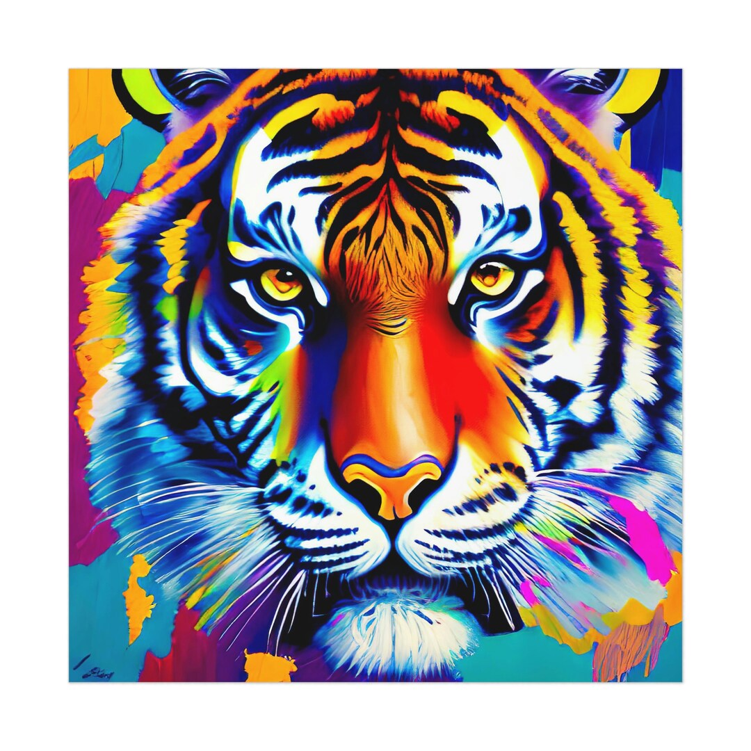 Rainbow Tiger Digital Concept Art Uncoated Posters - Etsy