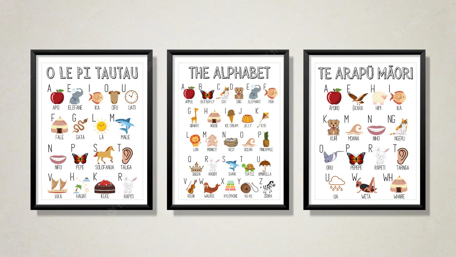 3 Pack Samoan, Maori and English Alphabet With Illustrations Digital ...