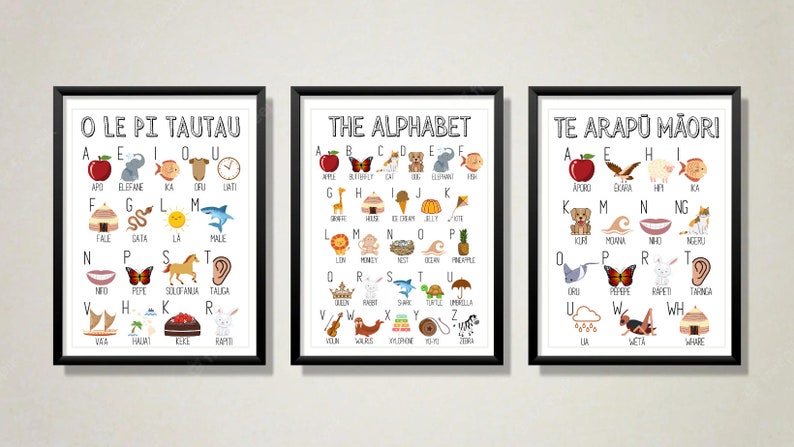 3 Pack Samoan, Maori and English Alphabet With Illustrations - Digital ...