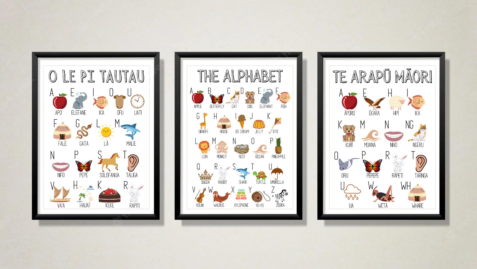3 Pack Samoan, Maori and English Alphabet With Illustrations - Digital ...