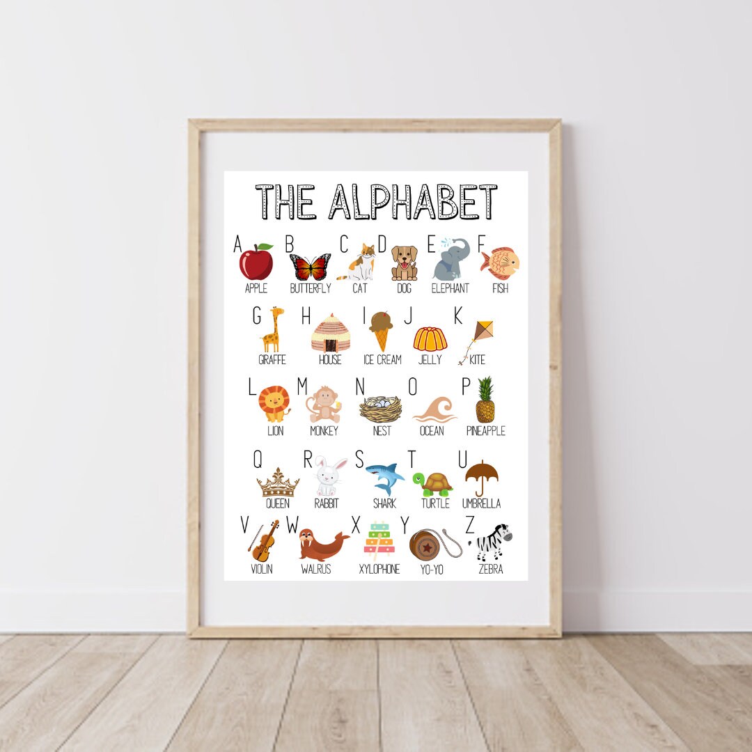 English Alphabet With Illustrations - Digital Print - Etsy