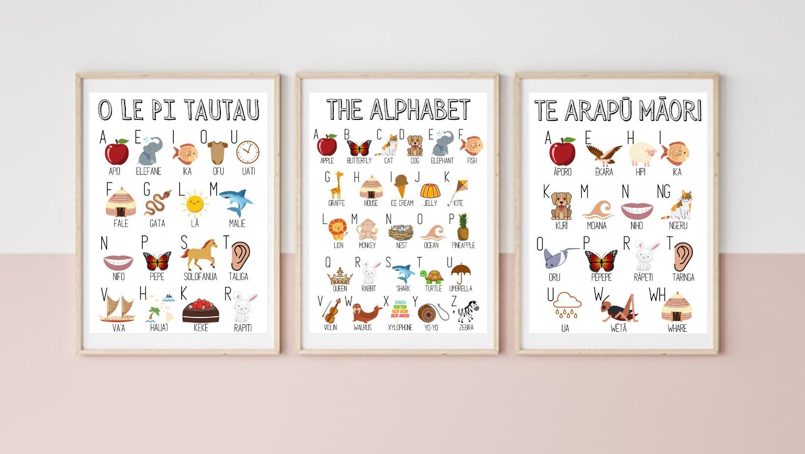 3 Pack Samoan, Maori and English Alphabet With Illustrations - Digital ...