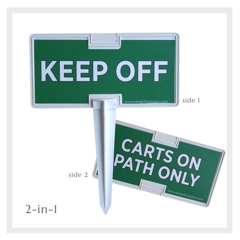 Golf Sign Cart Sign Keep off & Carts on Path Only 2 Sided Sign, Side 1 ...