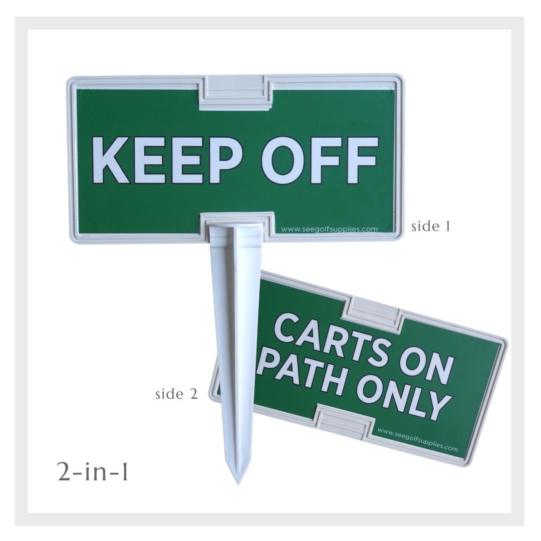 Golf Sign Cart Sign Keep off & Carts on Path Only 2 Sided Sign, Side 1 ...