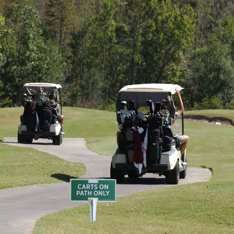 Golf Sign Cart Sign Keep off & Carts on Path Only 2 Sided Sign, Side 1 ...