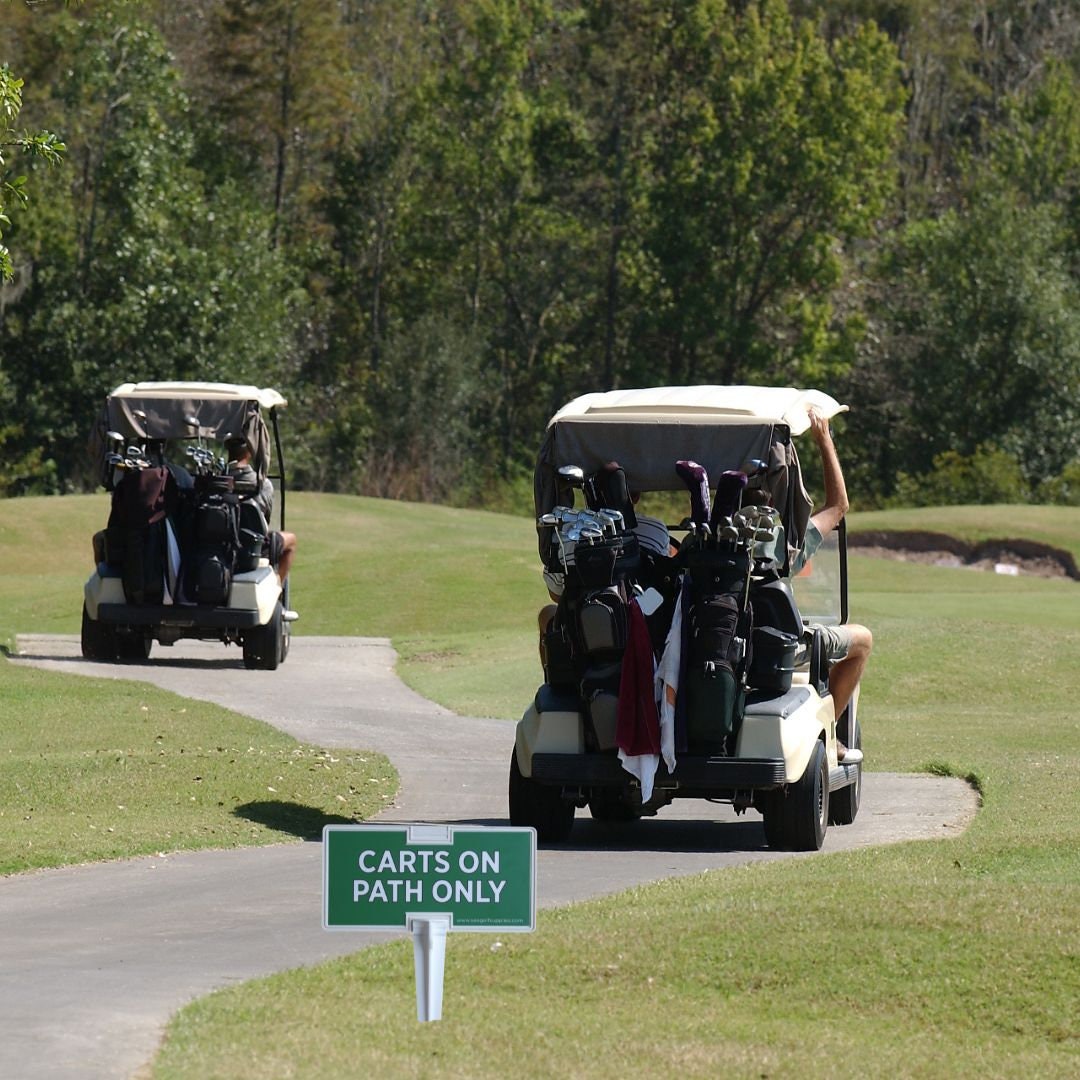 Golf Sign Cart Sign Keep off & Carts on Path Only 2 Sided Sign, Side 1 ...