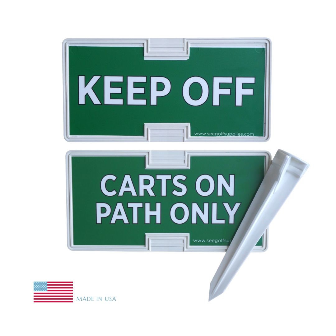 Golf Sign Cart Sign Keep off & Carts on Path Only 2 Sided Sign, Side 1 ...